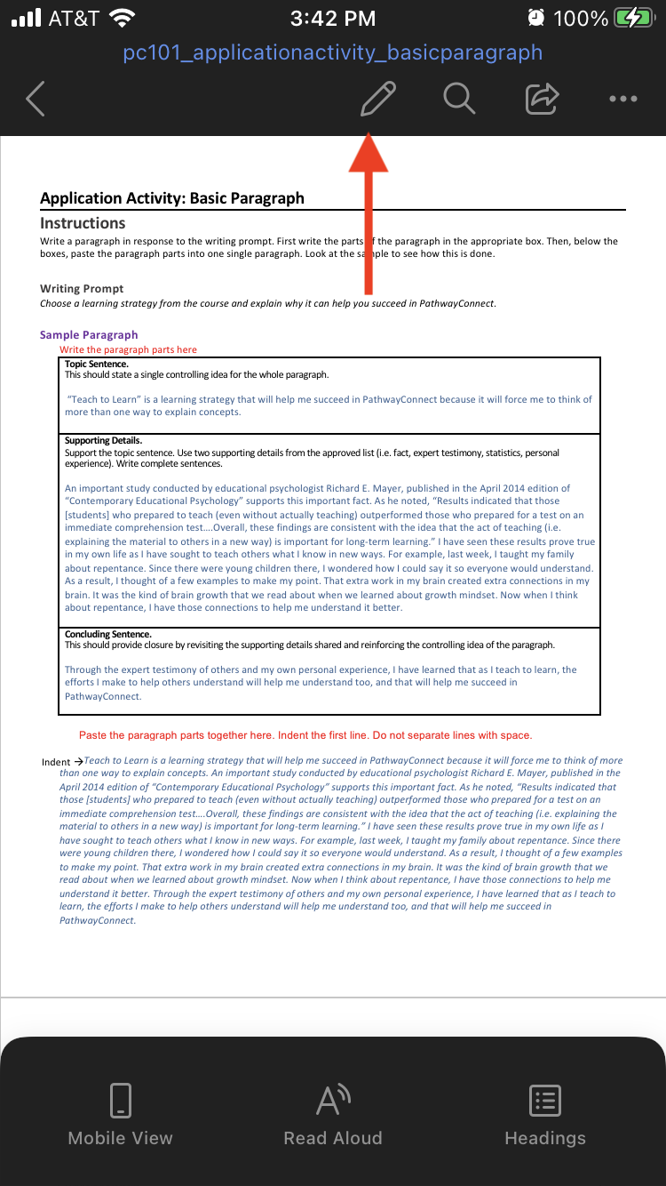 Manage and Submit Assignments Using an iOS device