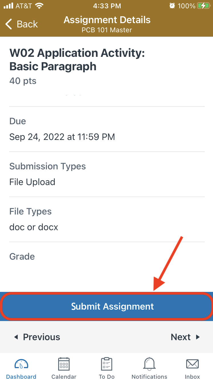 Manage and Submit Assignments Using an iOS device